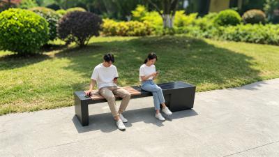 China Outdoor Smart Lounger Bench with Wireless Charging Bluetooth Speaker and Smart Lighting Solar Powered Bench for sale