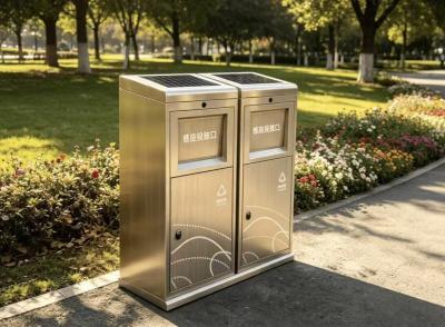China Galvanized Steel Solar Powered Compactor Bins Stainless Steel Solar Powered Waste Bins Customizable for sale