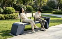 China Courtyard Smart Street Furniture Heating System Solar Heated Benches With Seat Heating for sale
