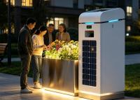 China Sensor Water Outlet Smart Planter Box Auxiliary Lighting City Planter Box With Energy for sale
