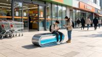 China Riverside Smart Solar Benches Smart Lighting Solar Powered Bench With LED Lighting for sale