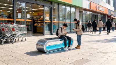 China Riverside Smart Solar Benches Smart Lighting Solar Powered Bench With LED Lighting for sale