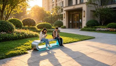 China Waterfront Smart Solar Benches Heating System Solar Powered Heated Benches With Seat Heating for sale