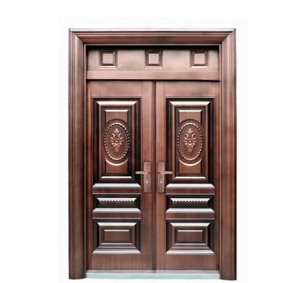 China Lead the Industry  for Villa Wood Grain Entrance Interior Gate  Steel Double Swing Door for sale