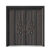 China China Suppliers Luxury Front Security Exterior Doors Deep Embossing Double Leaf Panel Entry Front Steel Door for House with Smart Lock for sale