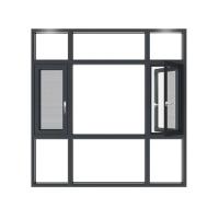 China French Simple Design Double Hung Black Aluminum Frame Casement windows for Home With Security Grill for sale