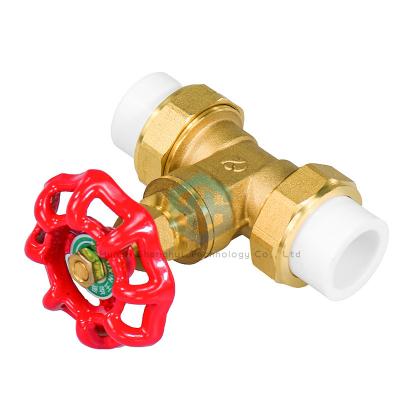 China Brass Gate Valve PN16 Double Union PPR Pipe Connector 1/2 to 4 Inch for Water for sale