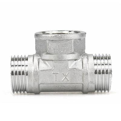China Stainless Steel Threaded Pipe Fittings Three Way 1/2 to 4 Inch NPT Male Thread for sale