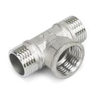 China Stainless Steel Threaded Pipe Fittings Three Way 1/2 to 4 Inch NPT Male Thread for sale
