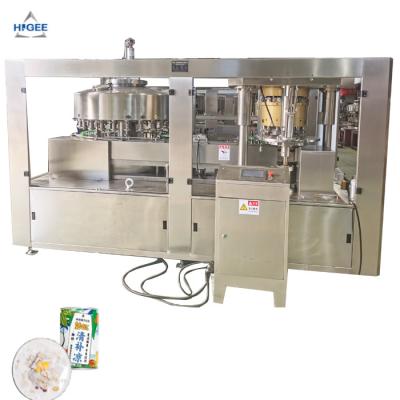 China Canned coconute milk juice filling seaming machine with cold glue labeling machine line for sale