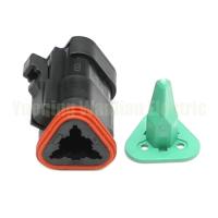 China 3 Pin DEUTSCH Automotive Connectors DT06-3S-E005 AT06-3S-EC01BLK Flat DT Series for sale