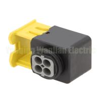 China 4 Pin HDSCS Connector 2-1418390-1 Black Shell Gray Key Waterproof Female Plug for sale