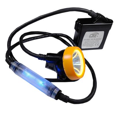 China 20000Lux IP68 Waterproof LED Mining Headlamp with Blue Rear Light for sale