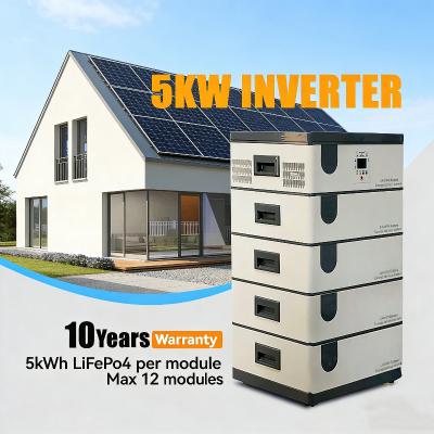 China SPS002 High-Cycle Stackable LiFePO4 Battery with 5kW Inverter for Outdoor Solar Applications for sale