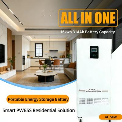 China NK005A 51.2v 48v All in One 5Kw Inverter and 15Kwh 16 Kwh 300Ah 314Ah LifePo4 Battery Solar Power Home Energy Storage System for sale