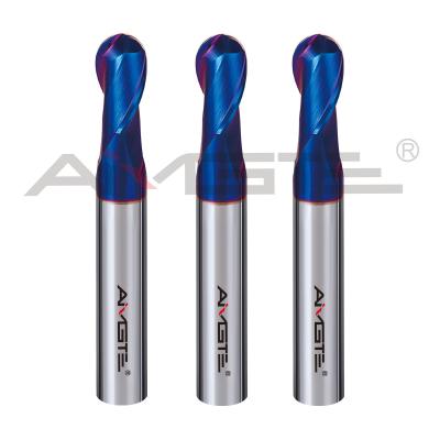 China 0.2μm Nano Blue Coat End Mill 2 Flutes Ball Nose End Mill HRC45 For Hardened Steel for sale