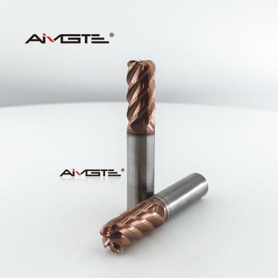 China 4 Flute Carbide bull nose carbide end mill D12mm TiSiN Coated  R2 R3 Corner Radius 45° Helix Angle for Steel Alloy Finishing CNC Milling Cutter for Hardened Metals for sale