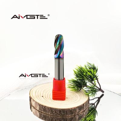 China R6 Radius 4 Flute DLC Coated Carbide Ball End Mill Specialized Aluminum CNC Milling Cutter for sale