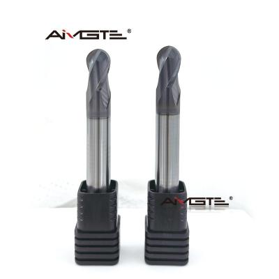 China 10mm 2 Flute Solid Carbide Ball Nose Endmill HRC60 Hardened Steel Milling Cutter TiAlN Coated CNC Contouring Tool Precision Radius Cutting for sale