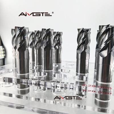 China 4 Flute Short Carbide End Mill Custom Length Flat Bottom CNC Milling Cutter For Steel  Aluminum 3/8