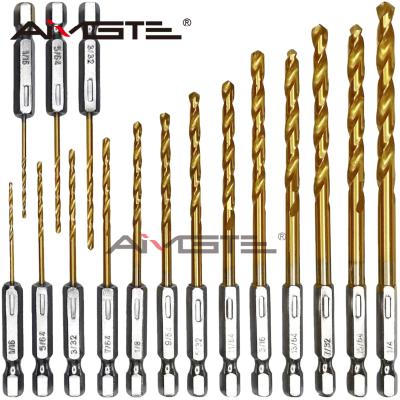 China HSS Electric Drill 13pcs Hexagonal Shank Twist Drill Bit Drilling Wood Plastic for sale