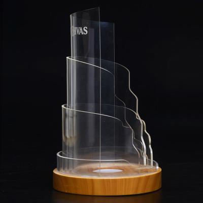 China Wooden Base 20cm Acrylic Led Liquor Bottle Display Shelf for sale