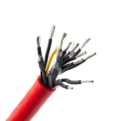 China Multi 16 Cores Shielded Sensor Cable Silicone Rubber Insulated Sheathed Red HT Cable for sale