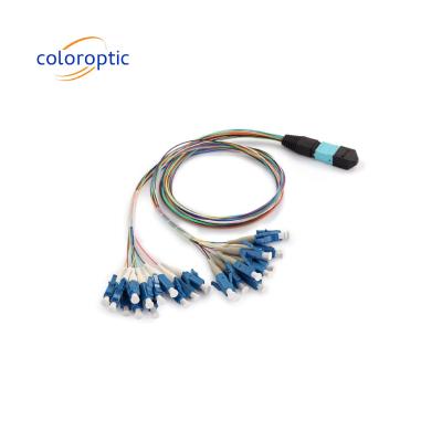 China MTP MPO Hydra Patch Cord OM3 OM4 24 Fiber Multimode Simplex Duplex for sale