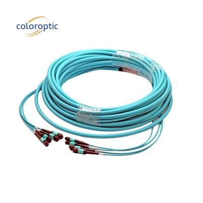 China MTPO MTP APC Female to Female Trunk Fiber Optic Patch Cord OM3 Multimode 12 Fiber 0.3mm for sale