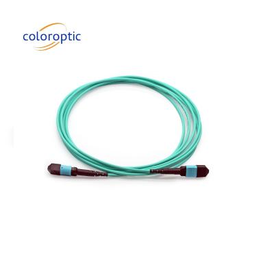 China MTP Female to Female Fiber Optic Patch Cord OM3 100G 400G Low Insertion Loss Trunk Cable for sale