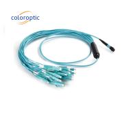 China MTP MPO Harness Patch Cord 12 Fiber OM4 Multimode LSZH Aqua 1.5m for sale