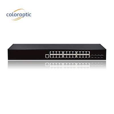 China Layer 2 Managed PoE Switch 24 Ports 10/100/1000M 4GE SFP 56Gbps Bandwidth for sale