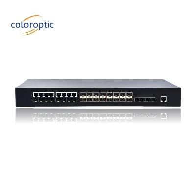 China Layer 2 Managed PoE Switch 16 SFP 8 Combo 4 10GE Ports 128Gbps Bandwidth for sale