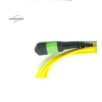 China OM3 MPO Patch Cord 12 Core Aqua Fiber Optic Connector For Efficient Networking for sale