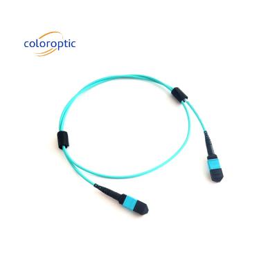 China MTP MPO 12 Fibre Patch Cable OM3 50/125 M400 Series US Conec 3mm for sale