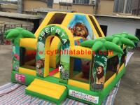 China Jungle Theme Blow Up Bounce With Slide Inflatable Funland City for sale
