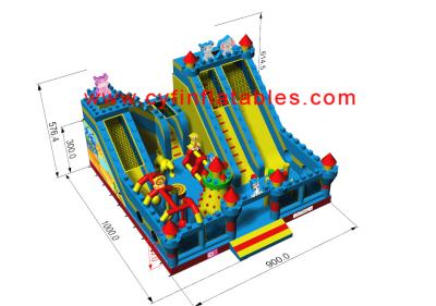 China Commerical Animals Funpark Inflatable Bouncer Combo 9x10M Plato 0.55mm PVC For Kids for sale