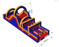China 1000D Plato Inflated Fun Games 15x4M Blow Up Obstacle Course for sale