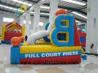 China Double Shot Unlimited Fun Inflatable Basketball Court Game Customized Size for sale