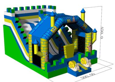 China Custom Cartoon Spongebob PVC Indoor Inflatable Dry Slide Inflatable Jumping Castles for sale