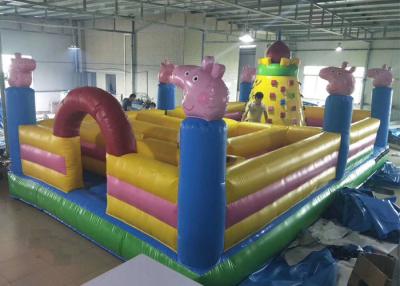 China Cartoon Peppa Pig Castle Combo Bounce House Maze With Rocking Climbing Wall for sale