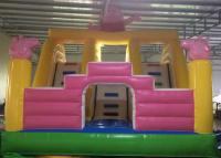 China Peppa Pig 3 Lane Inflatable Dry Slide Kids Jumping Bouncer Slide with Eva Ladder for sale