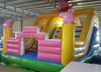 China Peppa Pig 3 Lane Inflatable Dry Slide Kids Jumping Bouncer Slide with Eva Ladder for sale