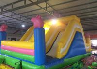 China Peppa Pig 3 Lane Inflatable Dry Slide Kids Jumping Bouncer Slide with Eva Ladder for sale