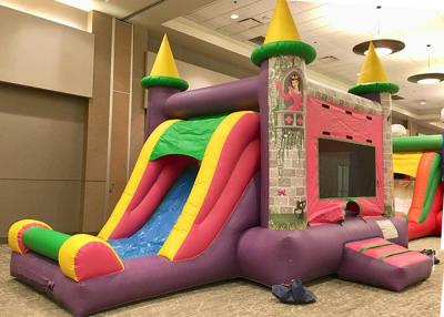 China Commercial Grade Bounce House Slide Combo , Pink Princess Girls Big Bounce House for sale