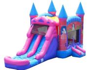China Commercial Grade Bounce House Slide Combo , Pink Princess Girls Big Bounce House for sale