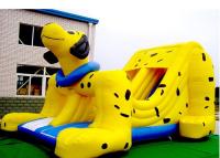 China Yellow Spotty Dog PVC Slide Animal Theme Dog Shape Inflatable Slip N Slide for sale