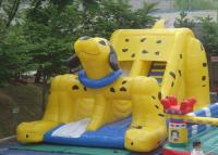 China Yellow Spotty Dog PVC Slide Animal Theme Dog Shape Inflatable Slip N Slide for sale