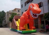 China Kids Super Fun Dinosaur Blow Up Slide , 3 Lanes Slip N Slide Wet Dry Slide Inflatable for sale