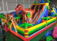 China Kids Super Fun Dinosaur Blow Up Slide , 3 Lanes Slip N Slide Wet Dry Slide Inflatable for sale
